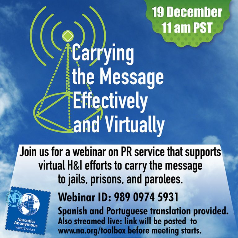 Carrying the Message Effectively and Virtually – Narcotics Anonymous ...